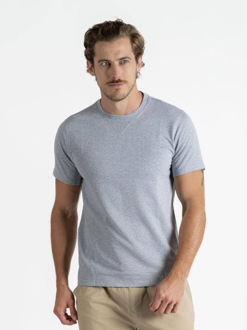 Playera para Hombre - Playera Cuello Redondo French Terry Gris